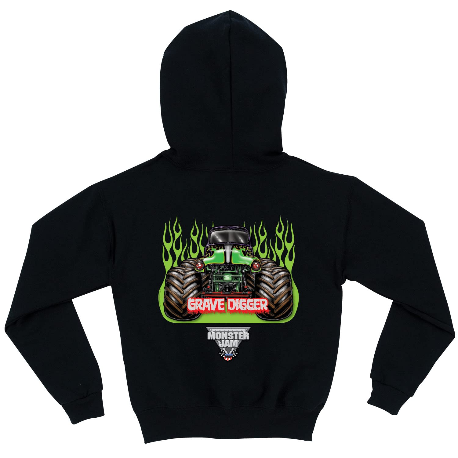 Monster Jam Grave Digger's Crossbones Black Personalized Zip-Up Hoodie with Custom Name Printed | Toddler 5/6T