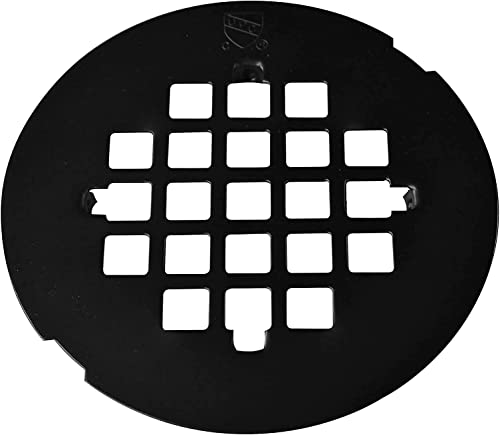 Westbrass D206P-62 4-1/2" OD Shower Drain Assembly and Grid Strainer Cover fits both Sch. 40 PVC & ABS Pipes, Matte Black