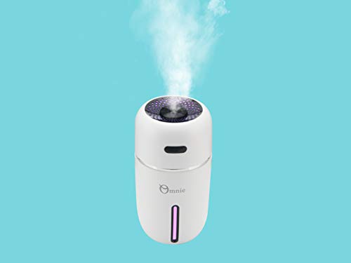 Omnie Edition 200ml Ultrasound Cute Robot Mini Humidifier for Car, Car Diffuser with Cool Mist with One Button Operations for Car Room Bedroom Desk Office Plants Lasting up to 8 HRS USB Charge (White)