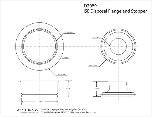 Westbrass D2089-62 3-Bolt mount Waste Disposal Flange & Stopper, Matte Black,1-Pack
