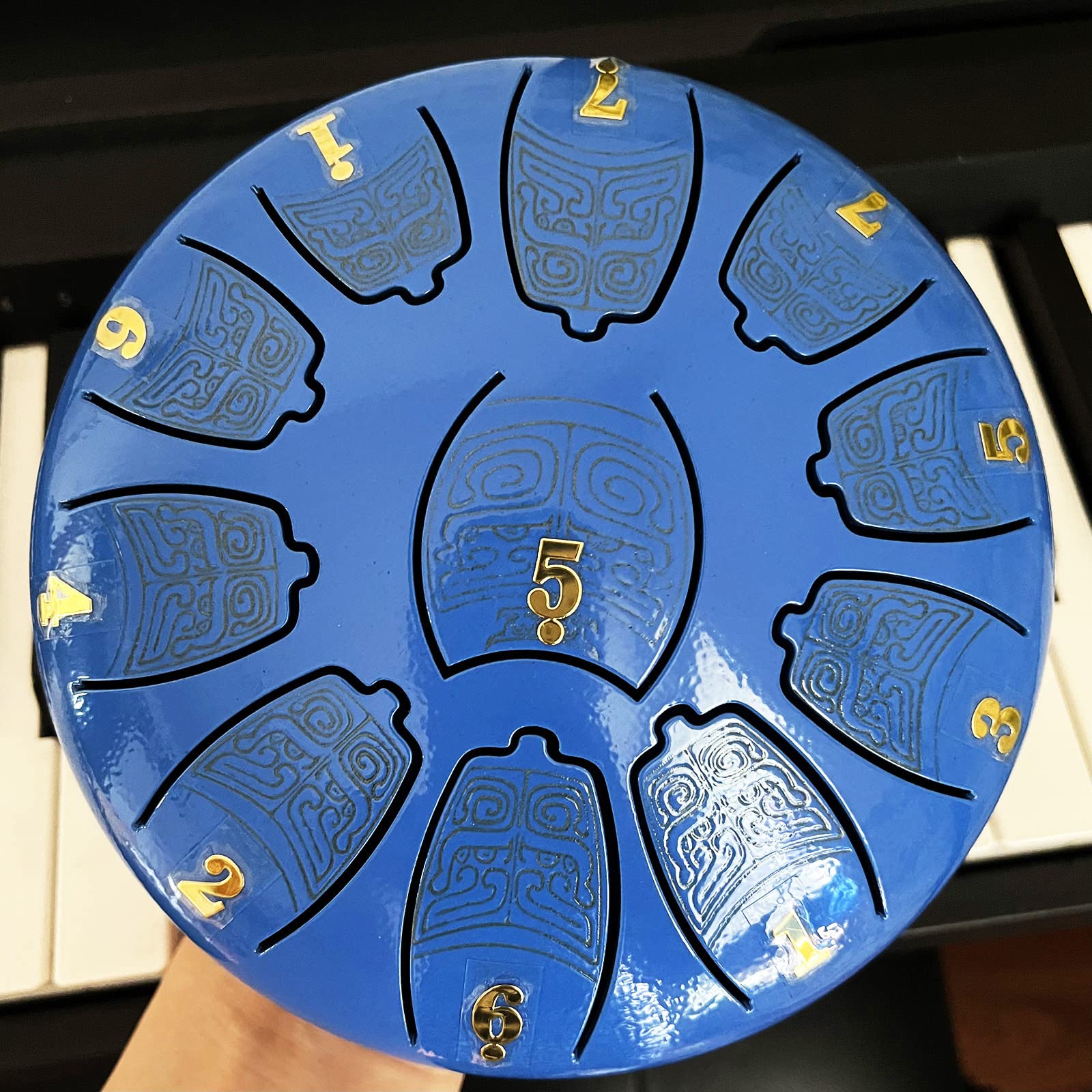 Qiureva Steel Tongue Drum Kit,6 inch 11 note Handpan Drums with Bag,Percussion Instruments Steel Drum for Christmas Gift,Beginner,Yoga, Meditation Navy Blue