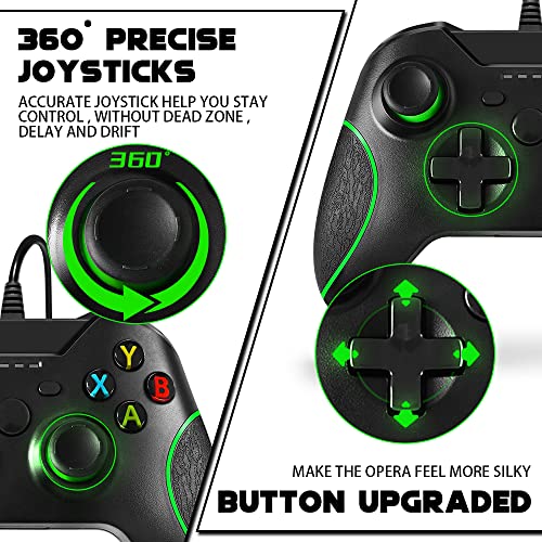 SAMINRA Replacement for Xbox One Wired Controller, Black USB Gamepad Joystick Controller for PC Windows 10 with 3.5mm Audio Jack