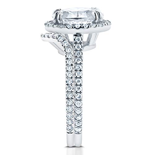 Kobelli Forever One Oval Moissanite and Lab Grown Diamond Halo Bridal Rings Set 2 CTW 14k White Gold (DEF/VS, DEF/VS), 6