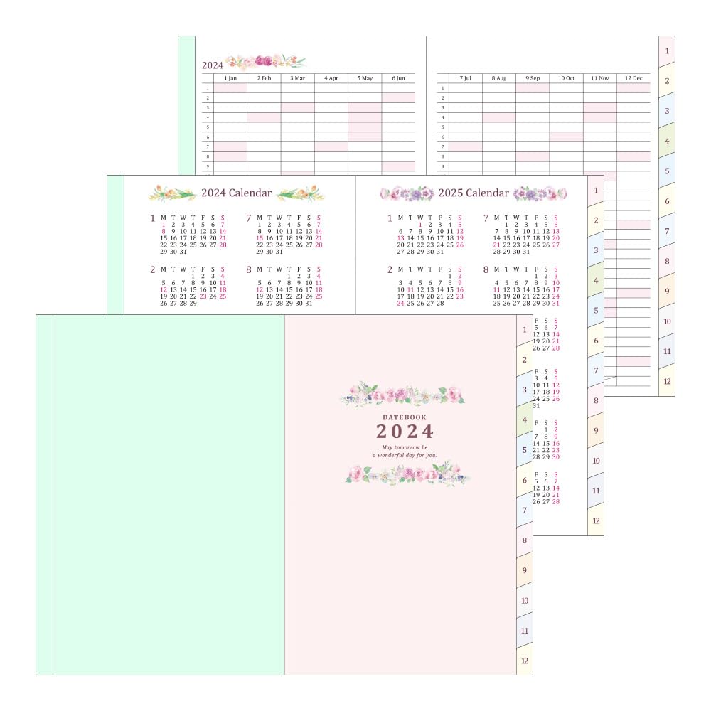 Midori Pocket Diary 22256006 Weekly Planner, 2024, B6, Cat Pattern, Starts January 2024 (country time floral pattern)