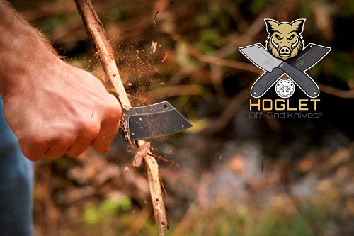 Off-Grid Knives - HOGLET EDC Fixed Blade Knife, Blackwash Blade, G10 Scales & Kydex Sheath with Scout Carry and Vertical Carry Belt Clip, Camping, Hunting, Hiking, Camp Kitchen (Blackout)