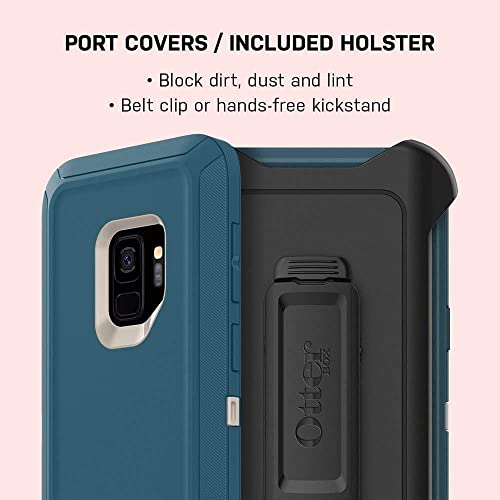 OtterBox Defender Series Rugged Case & Belt Clip Holster for Samsung Galaxy S9 (ONLY) Non-Retail Packaging - Black - with Microbial Defense