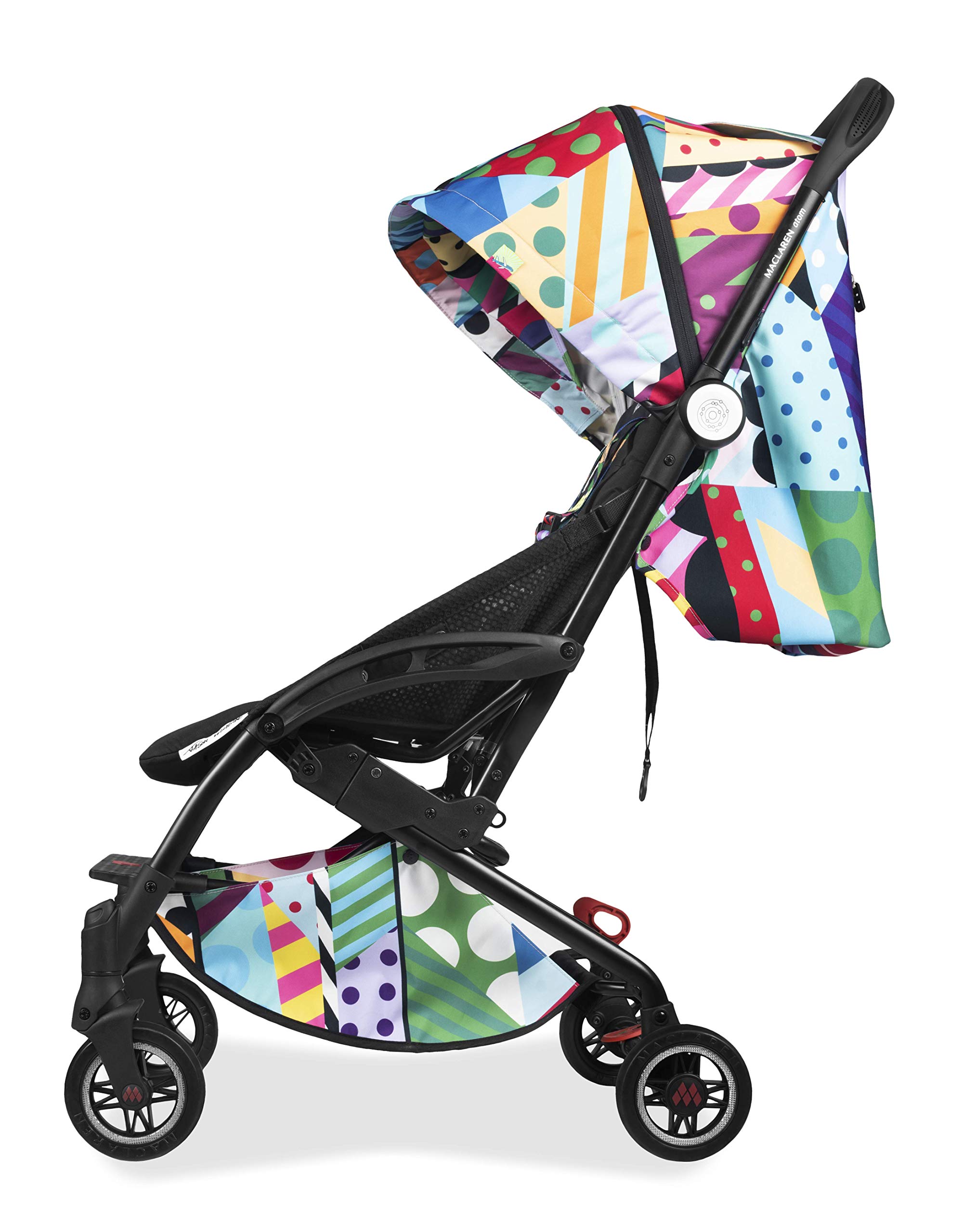 Maclaren atom Jason Woodside Style Set Travel System- Super lightweight, ultra-compact, fits on airplane's overhead storage. Car seat compatible. Loaded with accessories. Multi position reclining seat