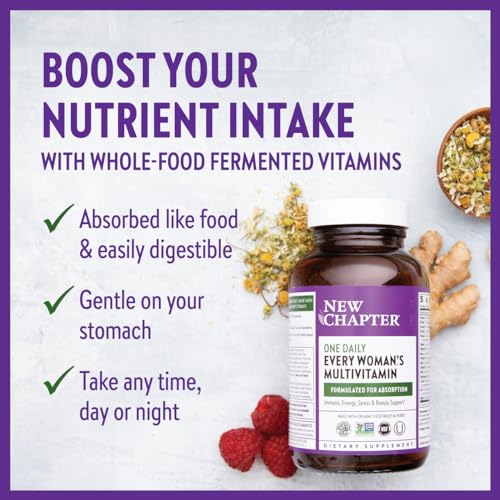 New Chapter Women's Multivitamin for Immune, Beauty + Energy Support with 20+ Nutrients -- Every Woman's One Daily, Gentle on the Stomach, 96 Count
