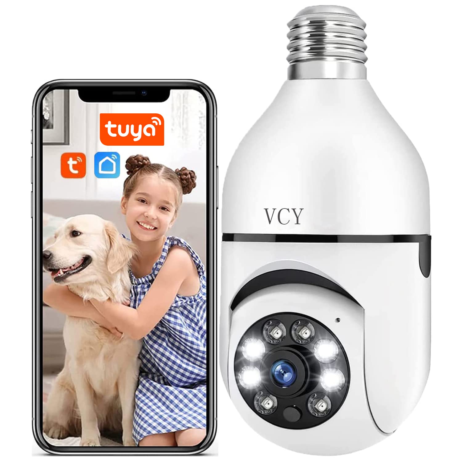 Light Bulb Security Camera, 5GHz 2.4GHz ,Degree Pan/Tilt Panoramic IP Security Camera, TUYA WiFi 1080P Smart Home Surveillance Cam with Motion Detection Alarm Night Vision Two Way Talk Indoor E27