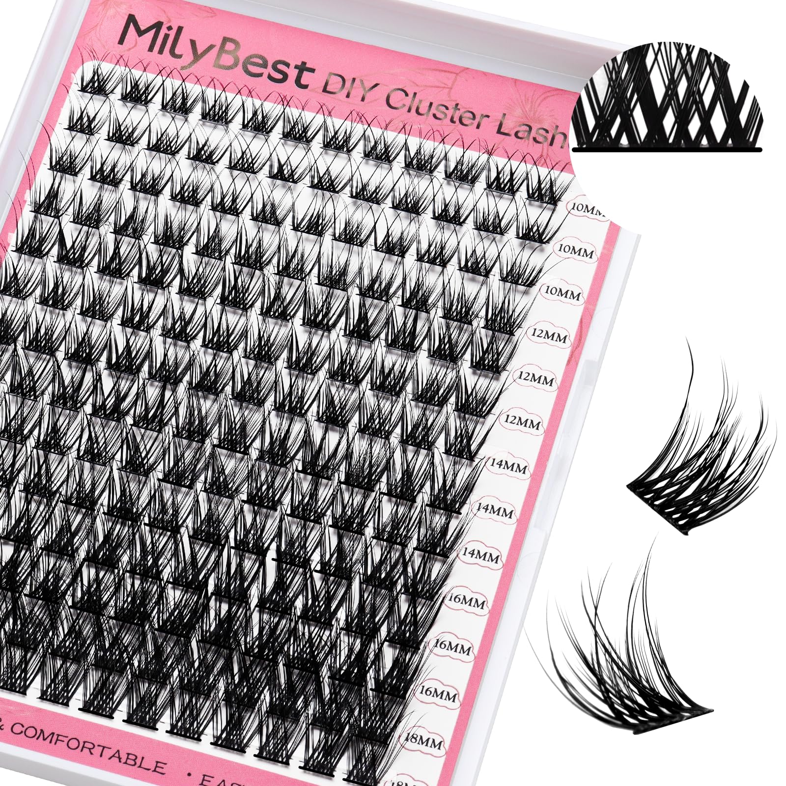 MilyBest Lash Clusters DIY Eyelash Extensions 168 Clusters Lashes Natural Look C D Curl 10-18MM Individual Lashes Cluster Eyelash Clusters Extensions Wispy Eyelashes DIY at Home, H09