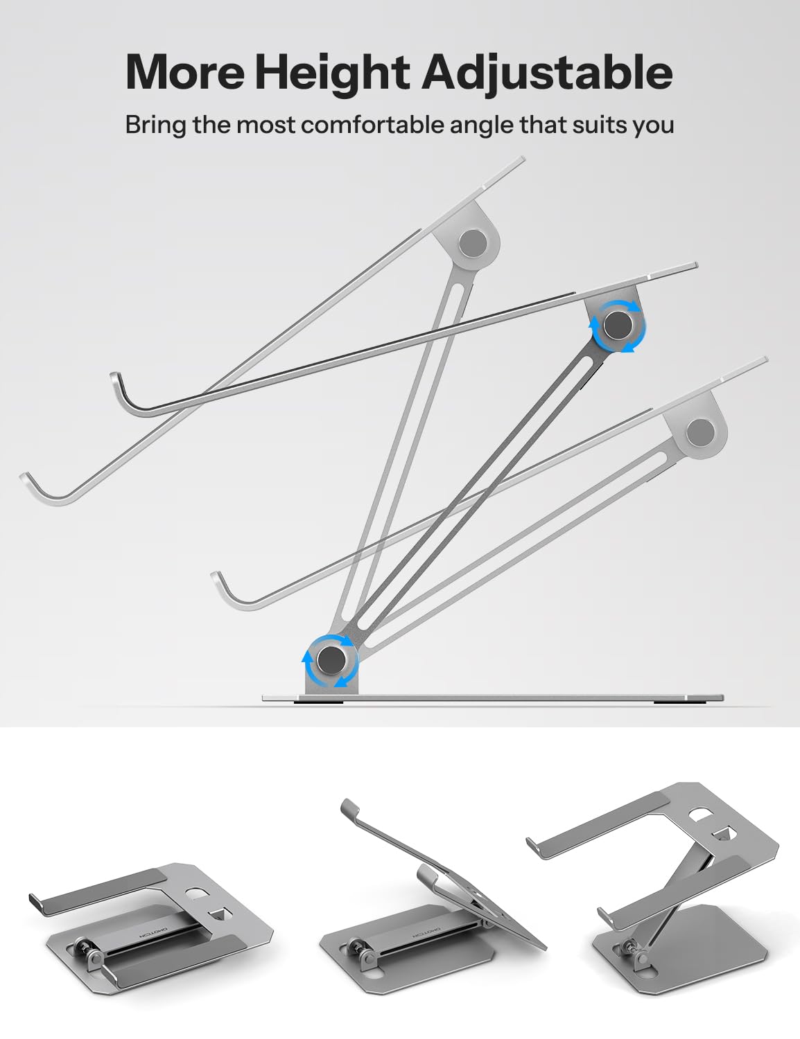 OMOTON Laptop Stand for Desk, Ergonomic Adjustable Computer Stand Aluminum Portable Desktop Laptop Riser Holder for MacBook Air Pro, Dell, HP and All Tablets Up to 15.6", Dark Silver