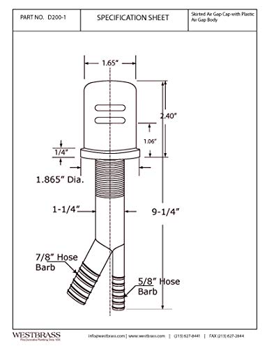 Westbrass R200-1-12 Air Gap Kit. Cast Brass, Oil Rubbed Bronze