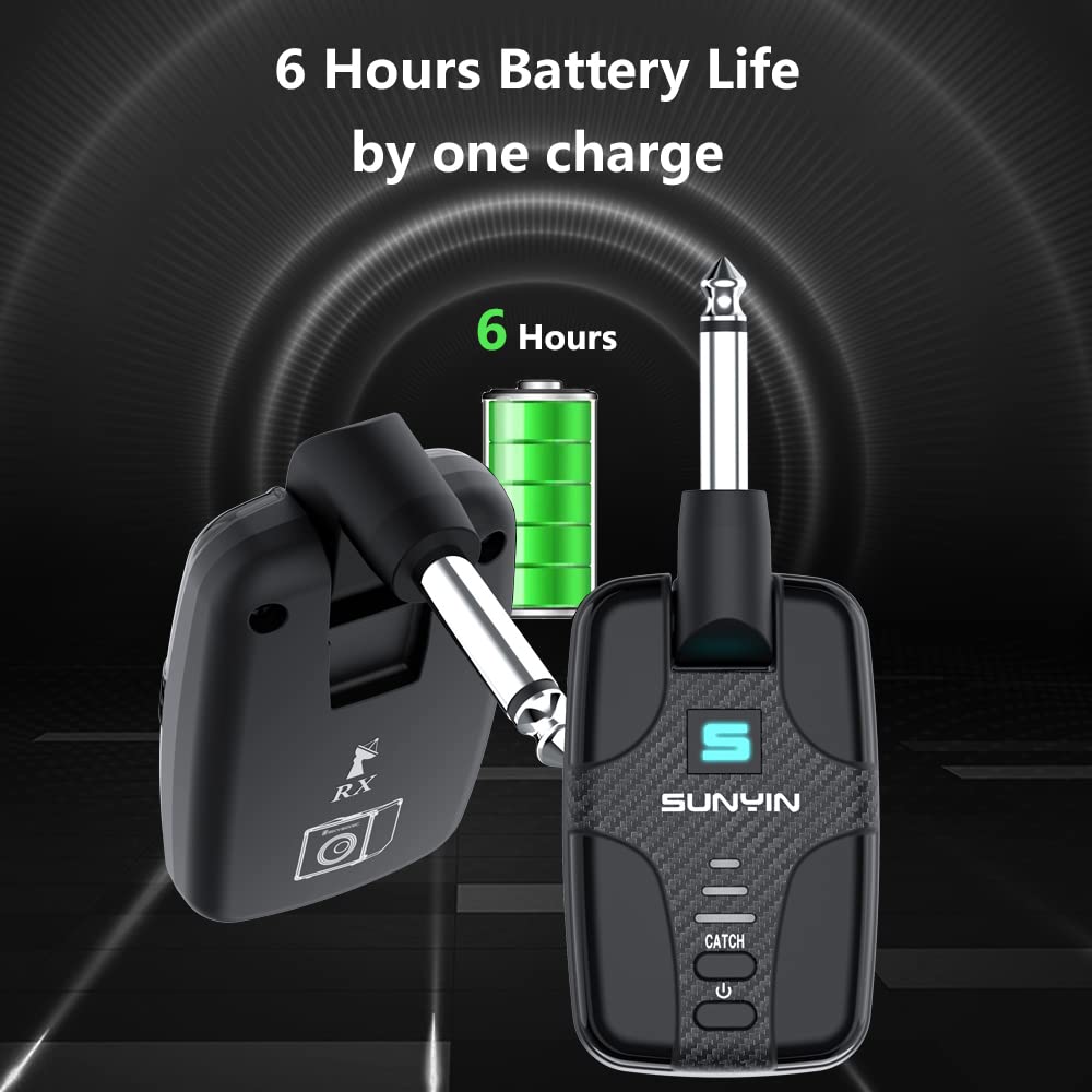 Portable Electric Guitar Amp Wireless Guitar System 5W Mini Practice Guitar Amp 2.4GHz Guitar Transmitter Receiver Built-in Rechargeable