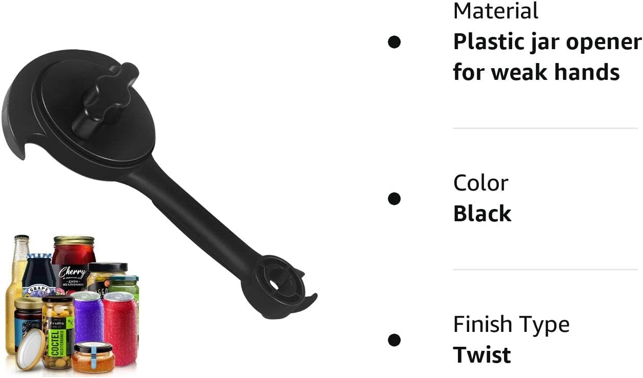Powerful and Multifunctional Jar Opener for Seniors with Arthritis, Adjustable Jar Lid Opener for Weak Hands, 3-in-1 Labor-Saving Jar and Bottle Opener Opens Pop-Top Cans Beer Bottles Soda Cans