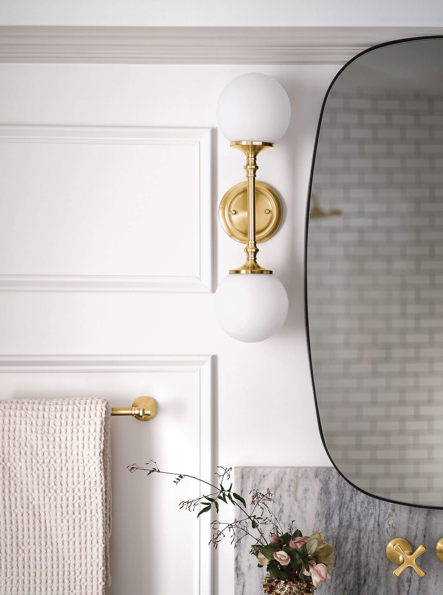 Moen YB0562BG Colinet 2-Light Dual-Mount Bath Bathroom Vanity Fixture with Frosted Glass, Brushed Gold