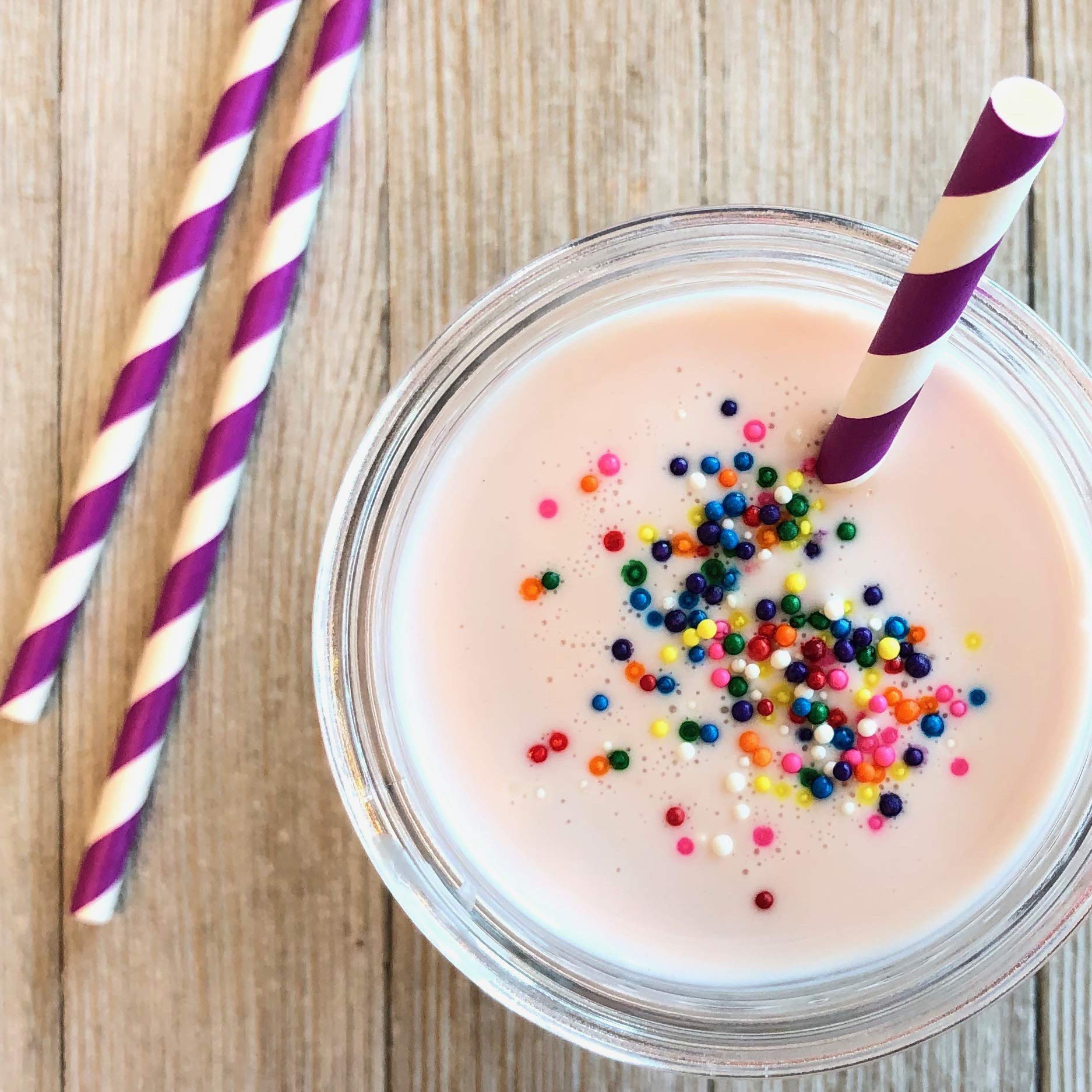 Purple Paper Straws - Stripe Chevron Polka Dot - 7.75 Inches - 100 Pack - Outside the Box Papers Brand