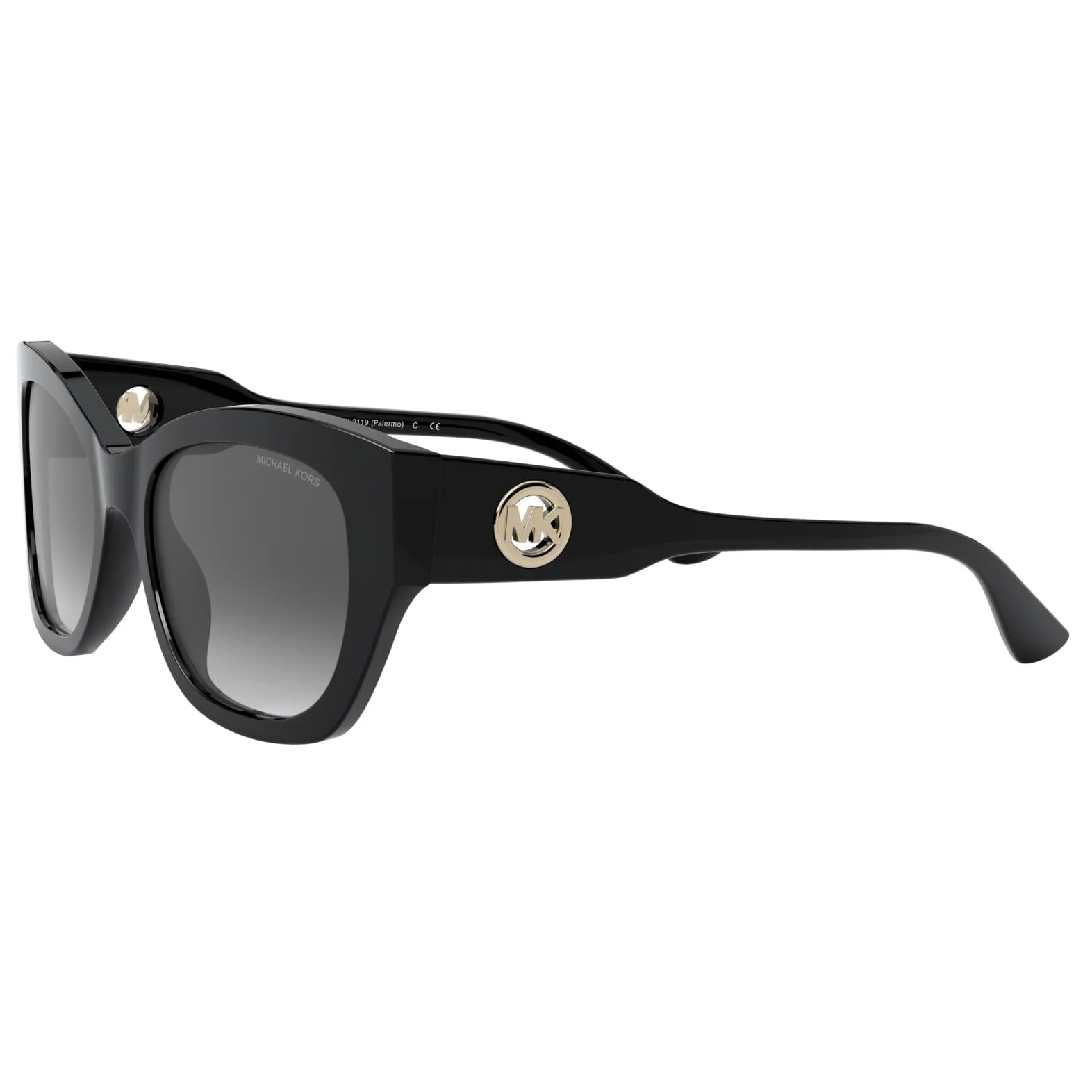 Michael Kors 53 mm Palermo Square Sunglasses for Women MK2119 Black/Dark Grey Gradient One Size