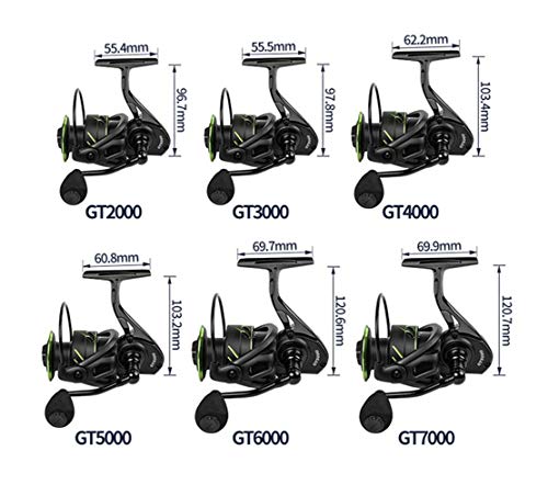 LLJPYX7L Fishing Reel Black, 4.7:1 Powerful Gear Ratio is More Durable and Suitable for novices. Left and Right Interchangeable for Ocean, Lake, River, Beach (Size : 4000)