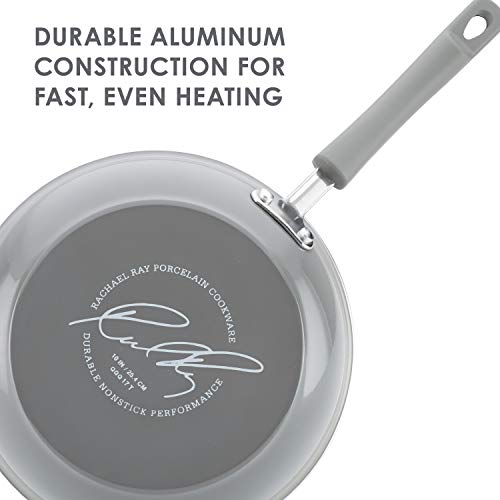 Rachael Ray Brights Nonstick Cookware Pots and Pans Set, Sea -Salt Gray