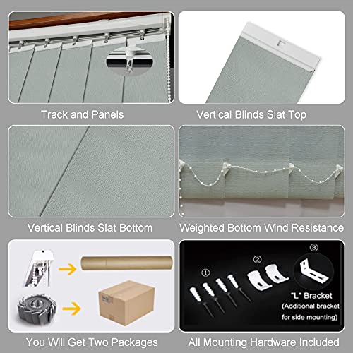 LETAU Cordless Sheer Vertical Window Blinds, Light Fitering, Reduce Sun Glare, UV Protection, White Window Shades for Slidding Door, French window, Room Divider, Glass Wall,OverSized Windows¡