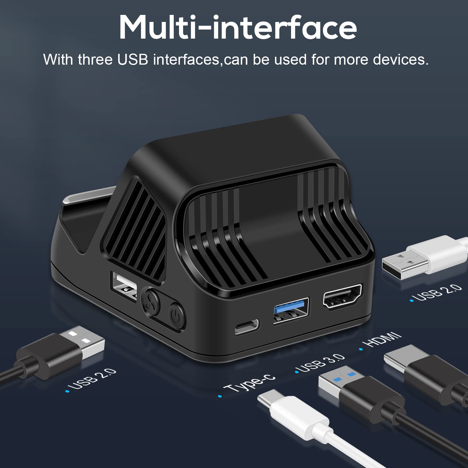 Switch Dock for Nintendo Switch & OLED Model, Portable Switch OLED Charger Stand Support 4K HDMI Output, Replacement for Official Nintendo Switch Base, with 3 USB Ports, HDMI Cables and Cooling Fan