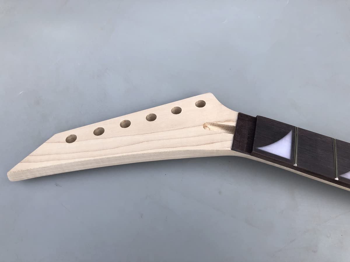 Maple Guitar Neck 24Fret 25.5inch Rosewood Fretboard Shark Fin Inlay Bolt One Heel Reversed head