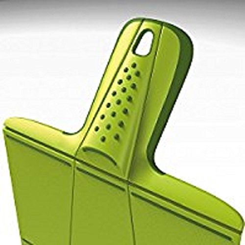 Joseph Joseph Chop2Pot Foldable Plastic Cutting Board 15-inch x 8.75-inch Chopping Board Kitchen Prep Mat with Non-Slip Feet 4-inch Handle Dishwasher Safe, Small, Red