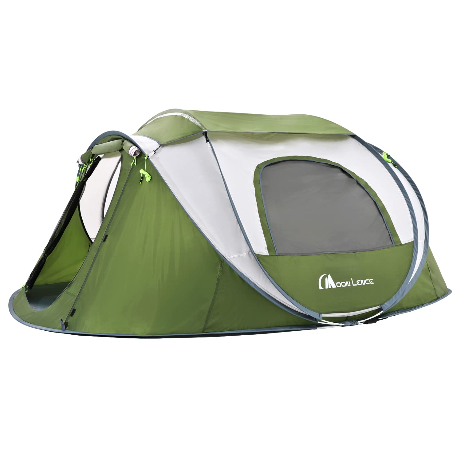 Moon Lence Pop up Tent 4 Person Camping Tent Waterproof Tent 3 Ventilated Mesh Windows,2 Big Doors Instant Tent for Family Easy Setup