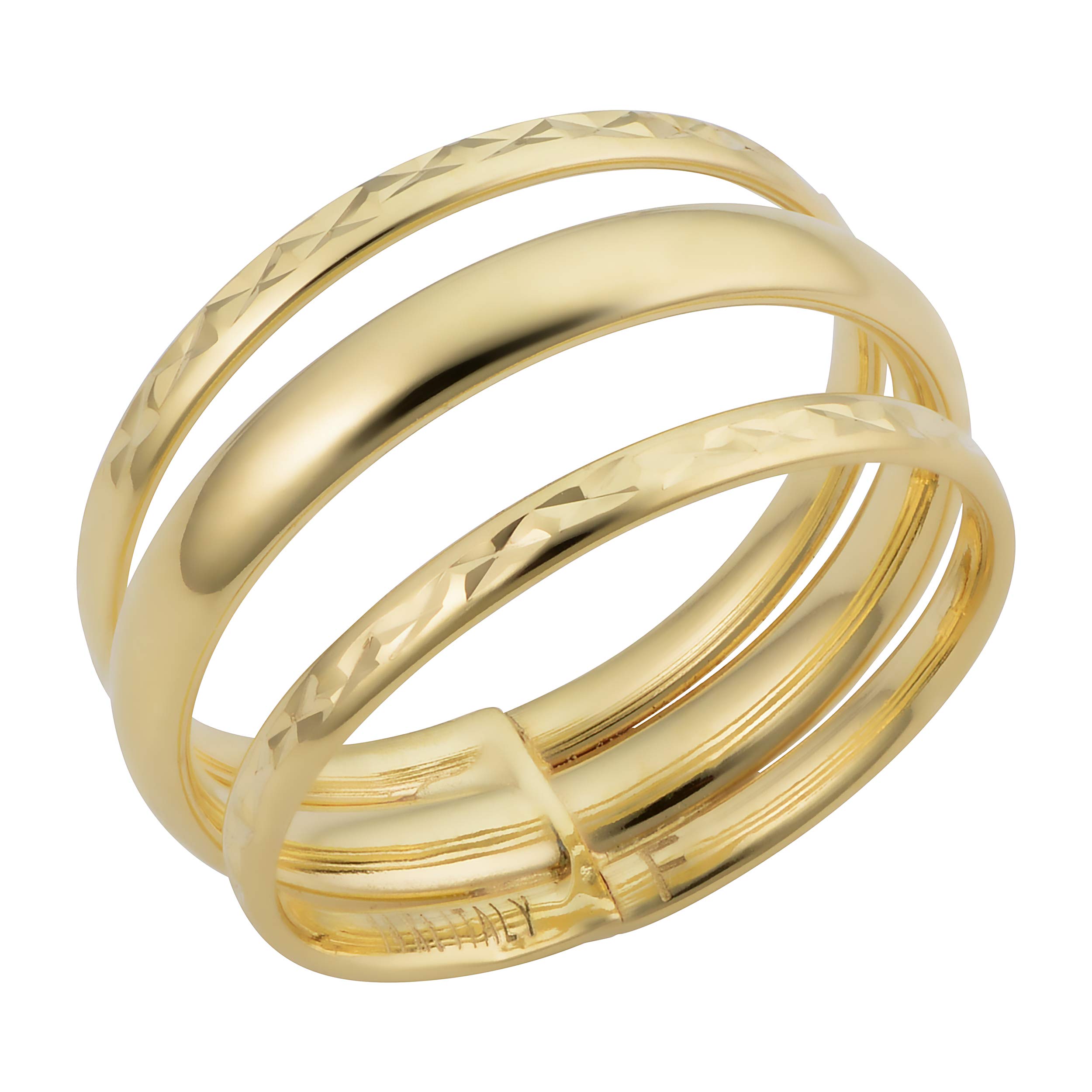 KoolJewelry 14k Yellow Gold High Polish Diamond-Cut Triple Stacked Band Minimalist Ring (size 8)