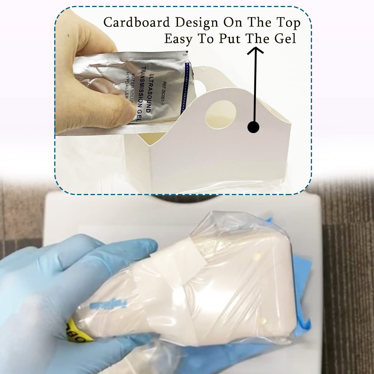 Ultrasound Probe Cover with Easy Pull Over Transducer Disposable Clear Latex-Free Sterile Protector, Packaging Individual, 50 Pcs, 5" x 48"