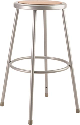 National Public Seating 6230-CN Steel Stool with 30" Hardboard Seat, Grey (Pack of 3)