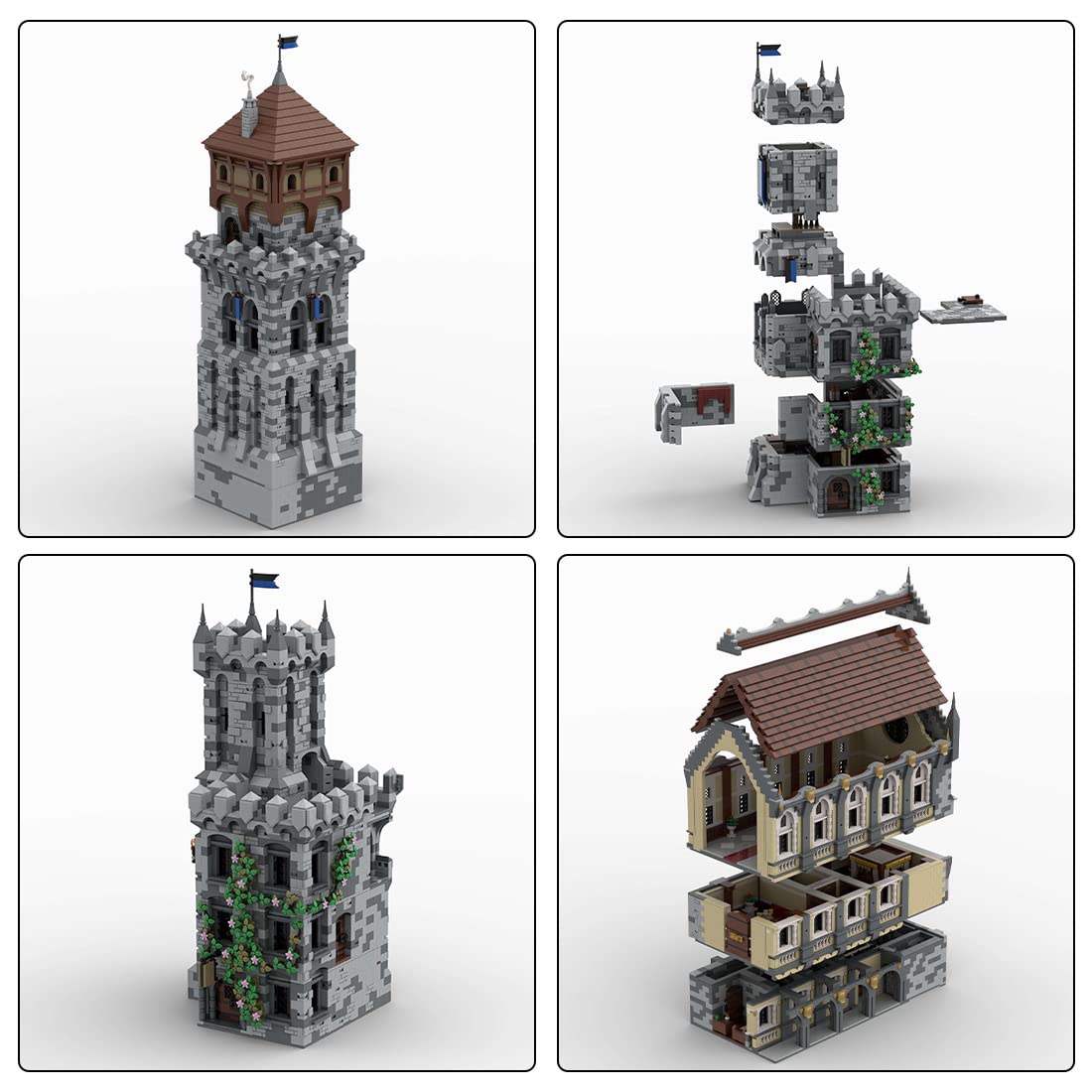 RuiyiF 112644PCS Large Epic Collectible Castle Model Medieval Architecture Theme Modular Building Blocks Set Toys MOC-131299