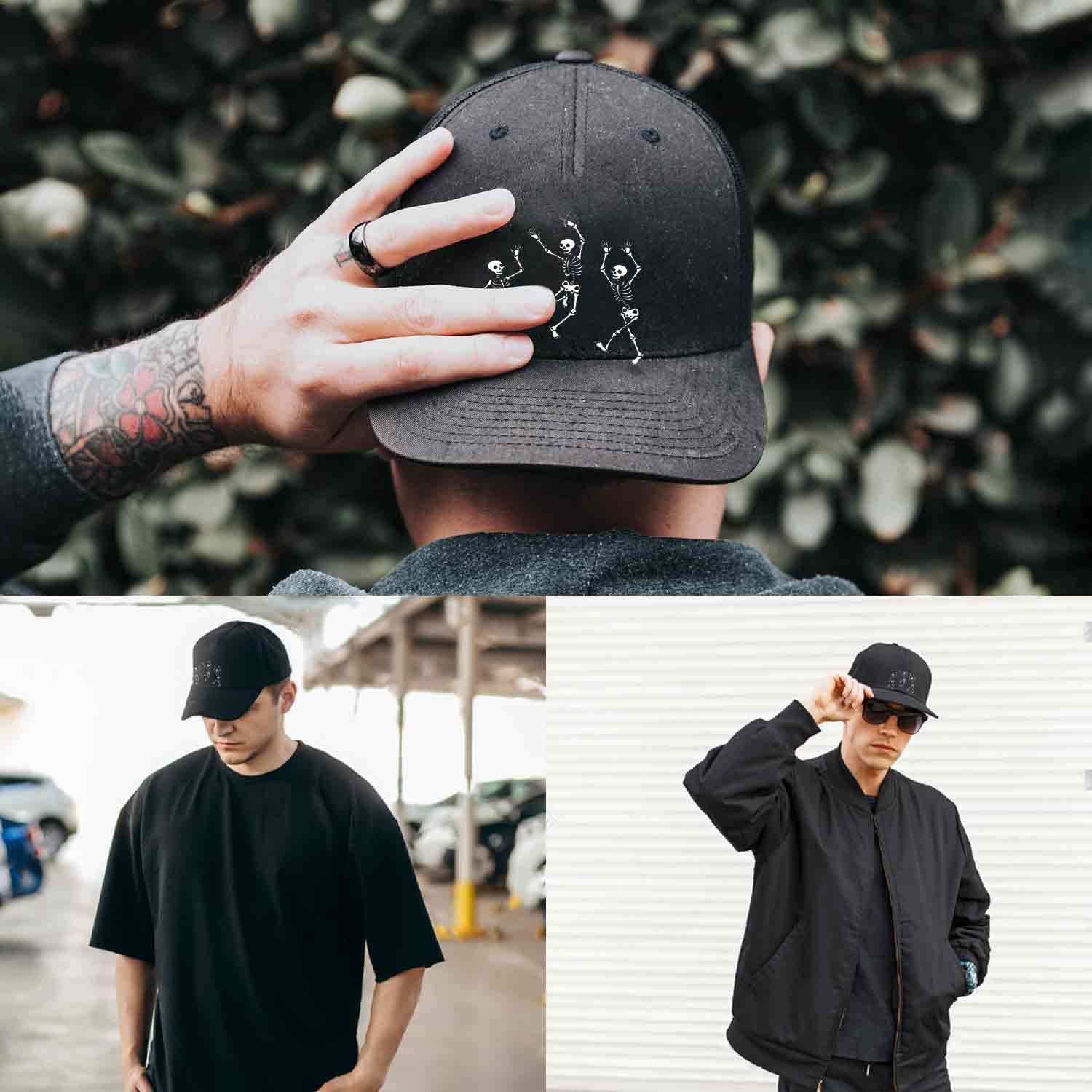 SHITOUPU Dancing Skeleton Baseball Cap,Unisex Dad Cap,Adult Athleisure Cap Adjustable