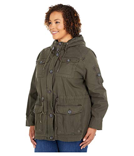 Levi's Women's Cotton Four Pocket Hooded Field Jacket, Army Green, L