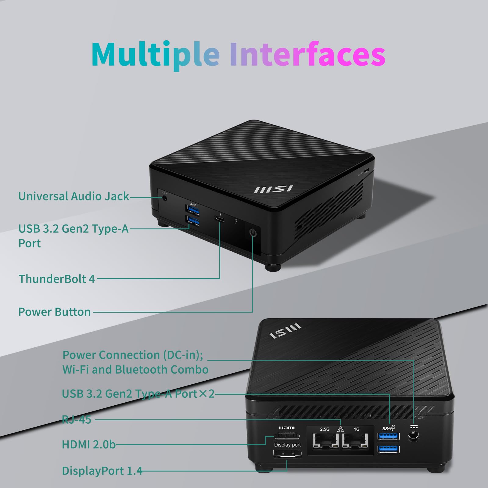 MSI Cubi B0A8 Premium Compact Desktop - 12th Gen Intel i7-1255U Processor, 32GB RAM, 1TB SSD, Wi-Fi 6, Windows 11 Pro, Support 4K@60Hz Triple Display for Home/Office/Gaming