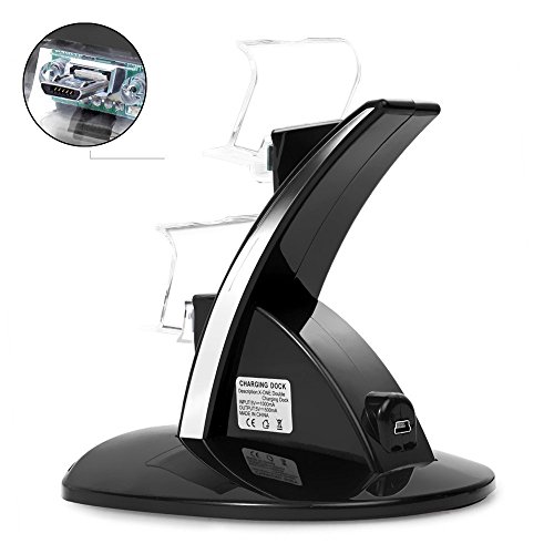 KONKY Controller Charger Dock Station Controller Charging Dock Stand Suit for PS4, USB Dual Charger Station Accessory with LED Indicator for Playstation 4 / PS4 Slim Pro and PSVR Controller, Black