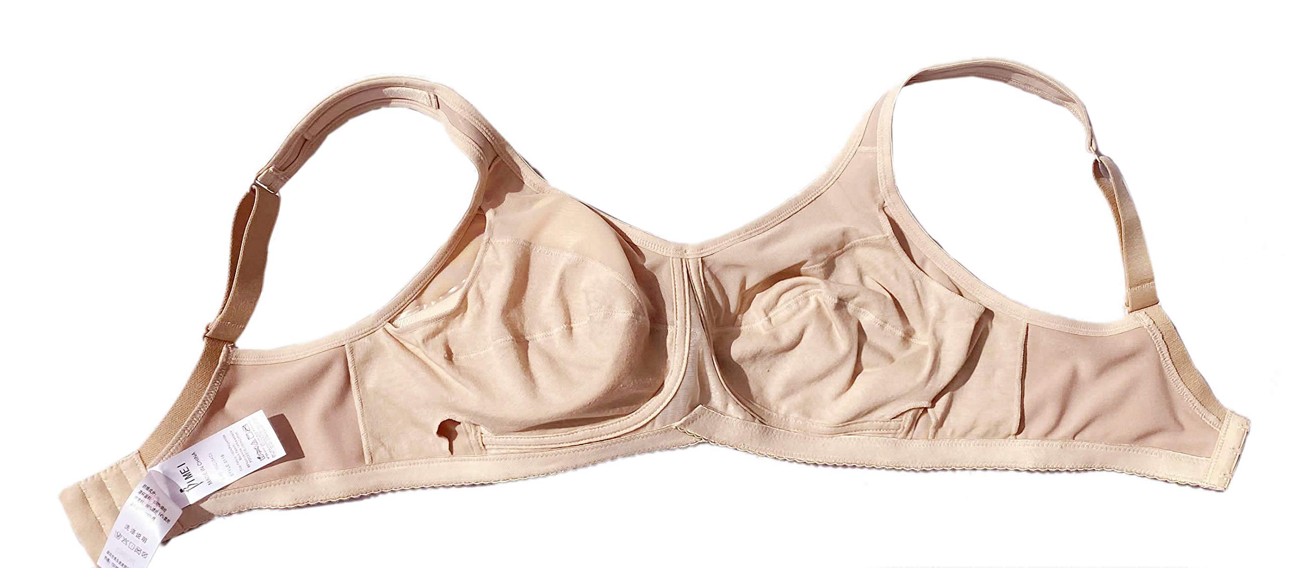Mastectomy Bra invisible pockets for breast forms flower embroidery Pocket Bra 218 (Beige, 36B)