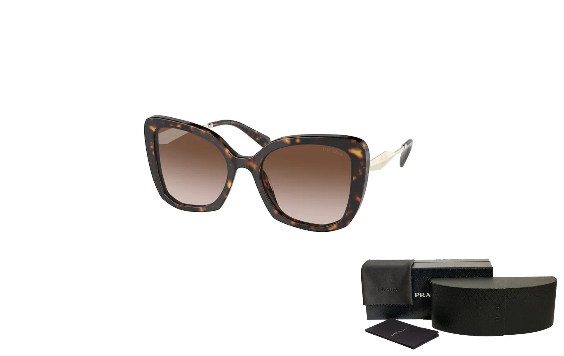 Prada PR03YS 2AU6S1 53MM Tortoise/Brown Gradient Cateye Sunglasses for Women + BUNDLE with Designer iWear Eyewear Kit