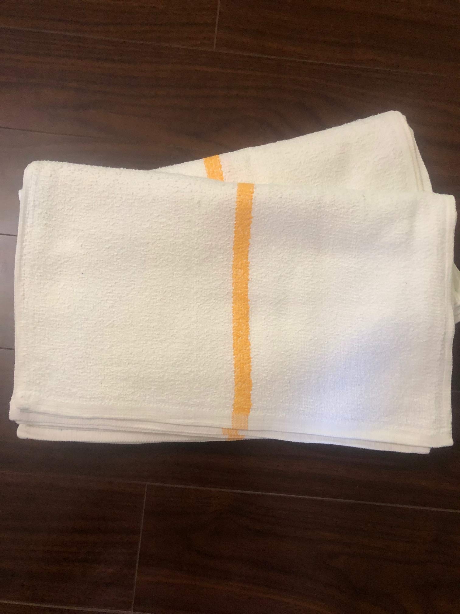 OMNI LINENS 24 Gold/orange Stripe Bar Mops Restaurant Kitchen Commercial Towels 32oz