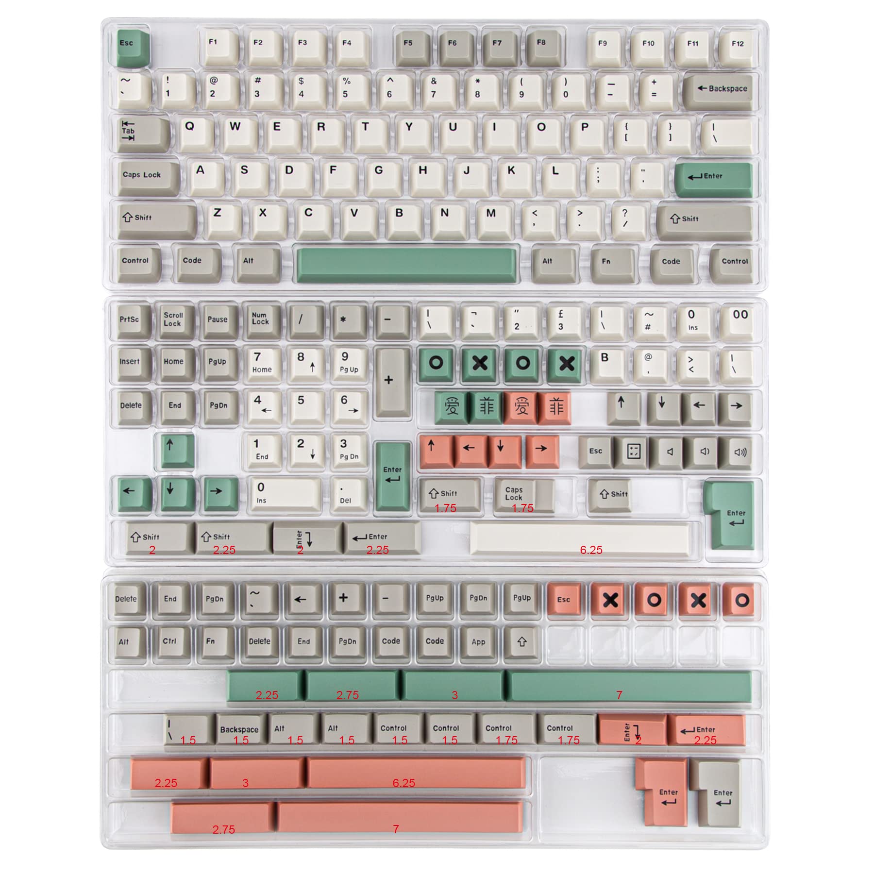 UniCusMech Custom Cherry Profile Double Shot 196 Keys Keycaps ANSI & ISO Layout Keycaps for Mechanical Gaming Keyboard Cherry MX Switches (9009)