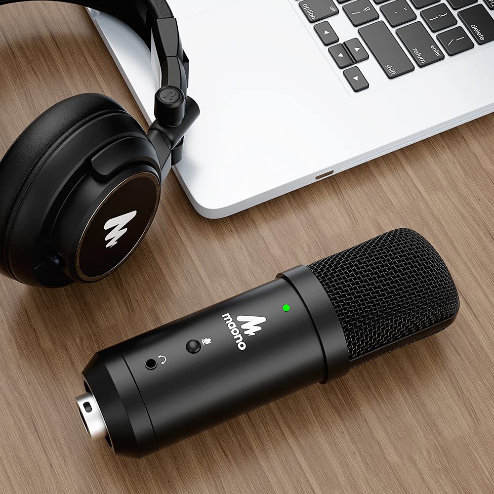 MAONO USB Microphone 192KHz/24Bit Zero Latency Monitoring AU-PM401 USB Computer Condenser Cardioid Mic with Mute Button for Podcasting, Gaming, YouTube, Streaming, Recording Music