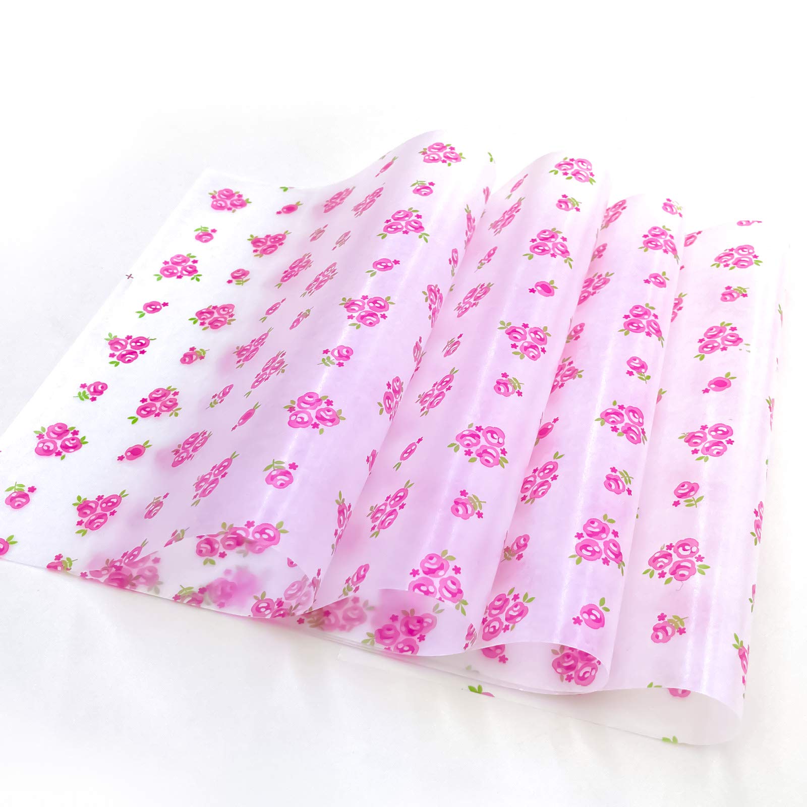 PRECUMELO Valentine's Day Wax Paper Sheets Deli Wraps Paper Sheets Basket Liners Squares Baking Paper Colored Parchment Paper Greaseproof for Food,Handmade Soap,Cookies (100 sheets, Rose)
