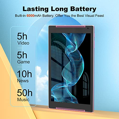 TJD Android 12 Tablets,10.1 inch Tablet PC, 4GB RAM 64GB ROM 512GB MicroSD, FHD IPS Display, Dual Camera, Double Stereo Speakers, Wi-Fi5.0/2.4, Bluetooth5.0, (Pink)