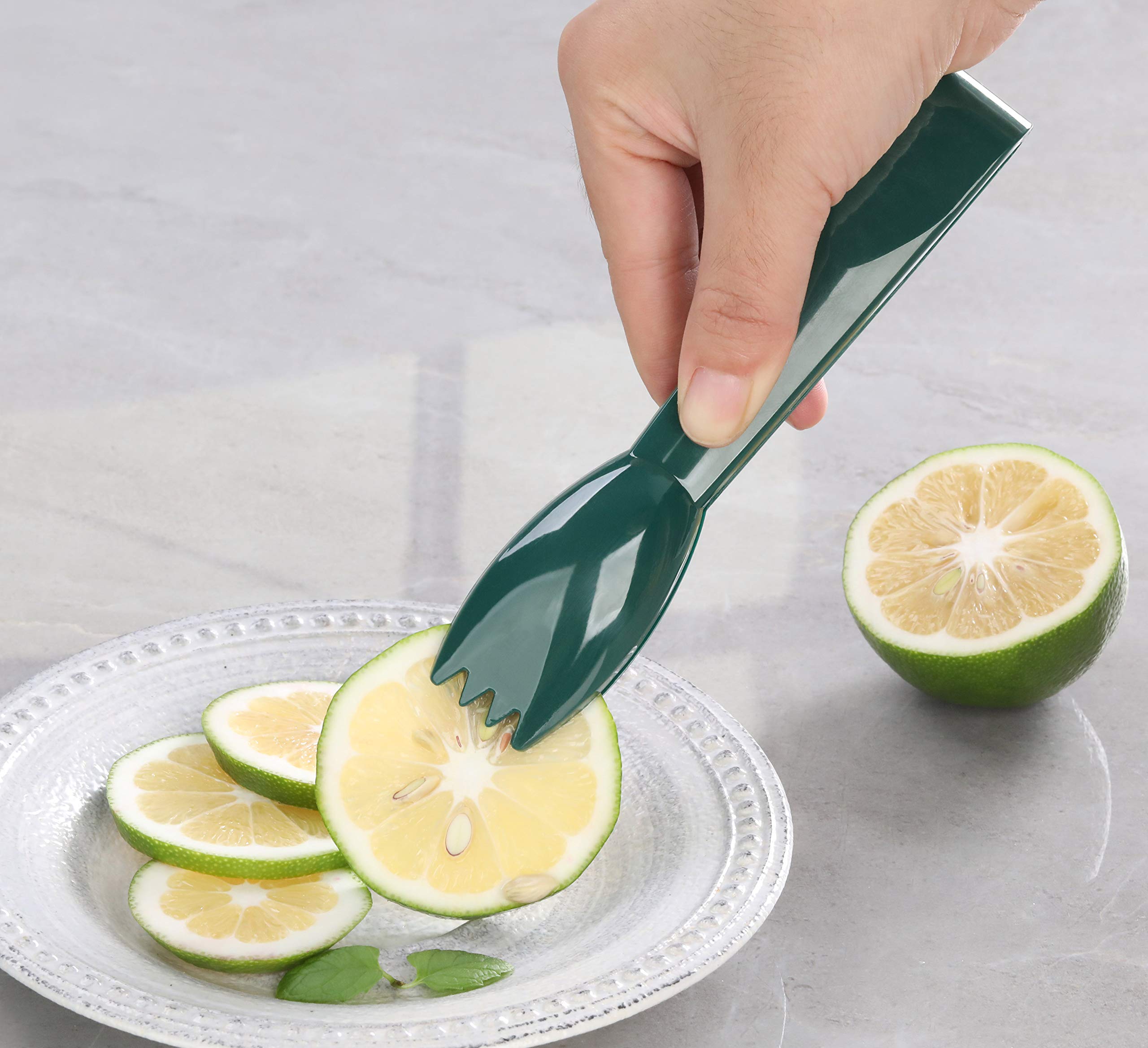 New Star Foodservice 35599 Utility Tong, High Heat Plastic, Straight Edge, 6 Inch, Set of 12, Green