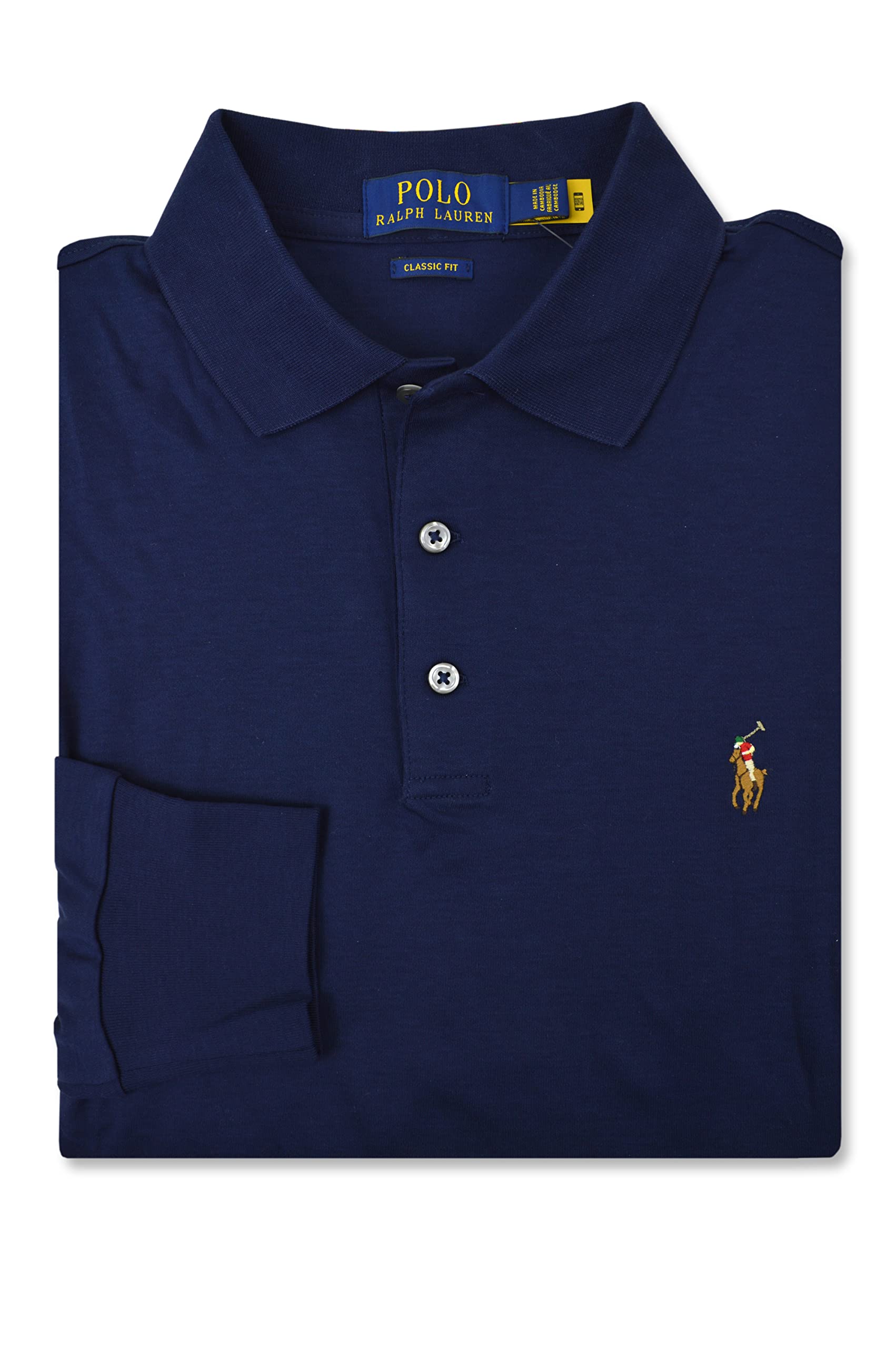 Polo Ralph Lauren Classic Fit Long Sleeve Soft Touch Polo (XX-Large, French Navy)