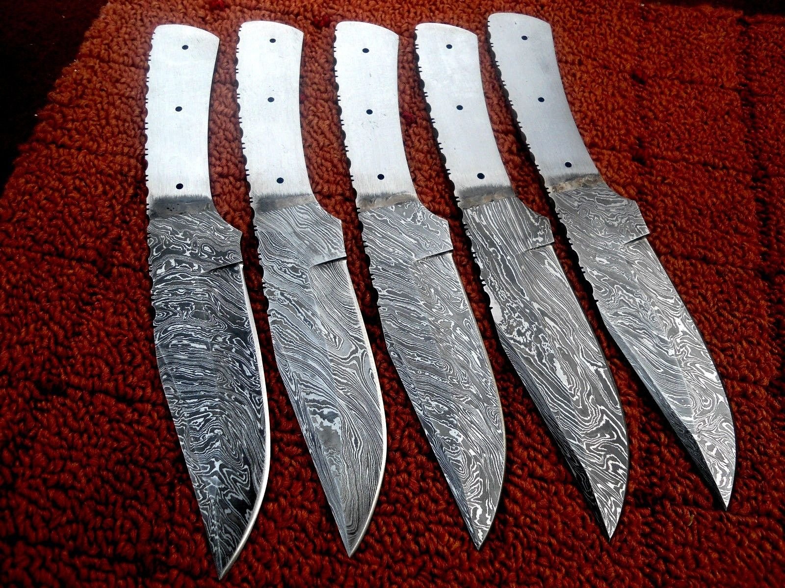 LOT OF 5 PIECES HAND FORGED DAMASCUS STEEL FULL TANG KNIFE BLANK BLADE KNIFE MAKING SUPPLIES