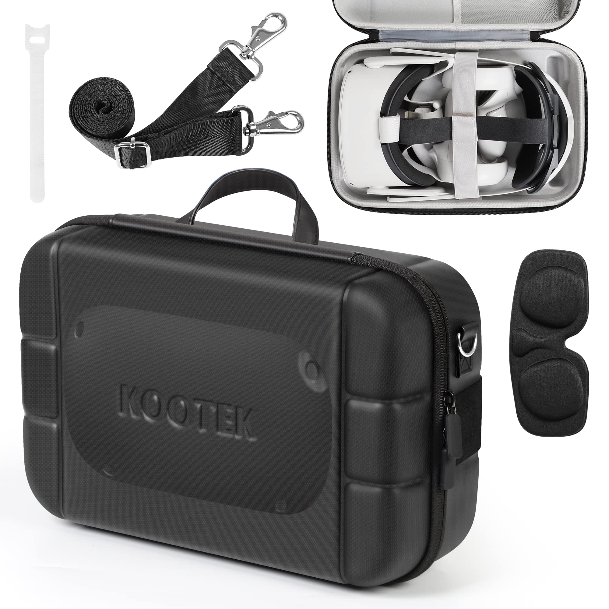 Kootek Carrying Travel Case for Oculus Quest 2 & 1 Compatible with VR Gaming Headset, Shockproof Storage Bag for VR Accessories, Includes Adjustable Shoulder Strap, Lens Protection Cover