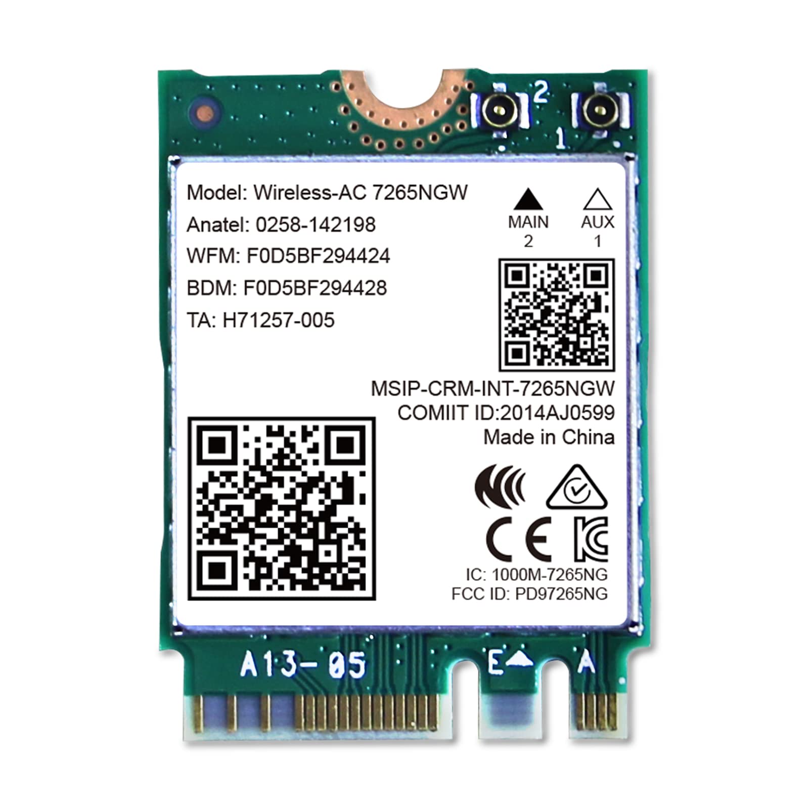 NETELY Wireless-AC 3165NGW NGFF M2 Interface WiFi Adapter with Bluetooth 4.2, Intel Wireless-AC 3165NGW, 2.4GHz 150Mbps & 5GHz 433Mbps Wireless Network Card (Wireless-AC 3165NGW)