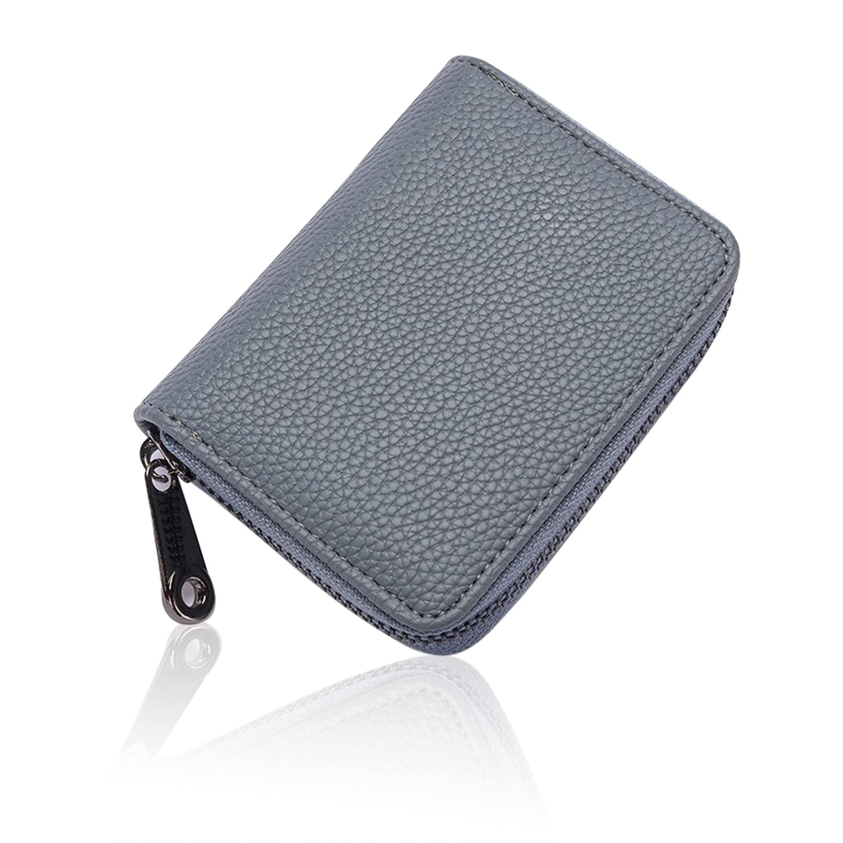 Oirtmiu RFID Blocking Credit Card Holder: Genuine Leather Zipper Card Case for Women Accordion Card Holder Wallet - RFID Blocking