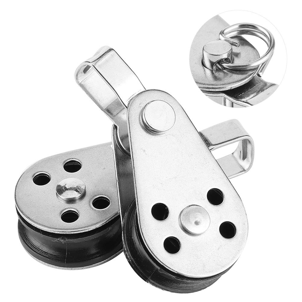 Marine Pulleys Stainless Steel Pulley Blocks Rope Runner Kayak Anchor Trolley Kit for Marine Boat Kayak Canoe Accessories for 2mm to 8mm Rope